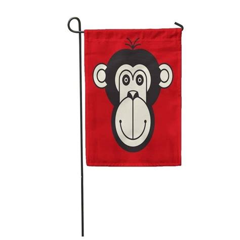 Red Abstract Monkey Face Cartoon Logotype And Character Chimp
