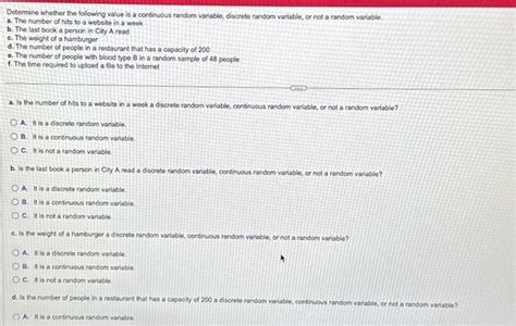 Solved Determine Whether The Following Value Is A Continuous