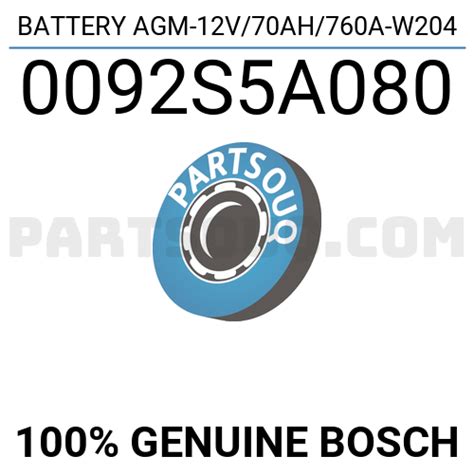 BATTERY AGM-12V/70AH/760A-W204 0092S5A080 | Bosch Parts | PartSouq