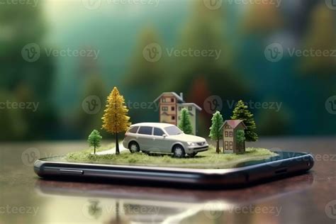 Mobile Gps Point Position Direction Travel Location Phone Navigation Map Generative Ai