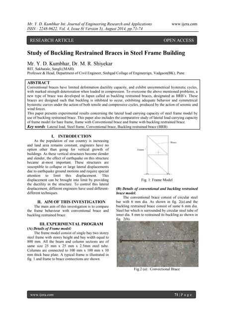 Buckling Restrained Braces Brb In Framed Structures As Structural Fuses In Seismic Regions A