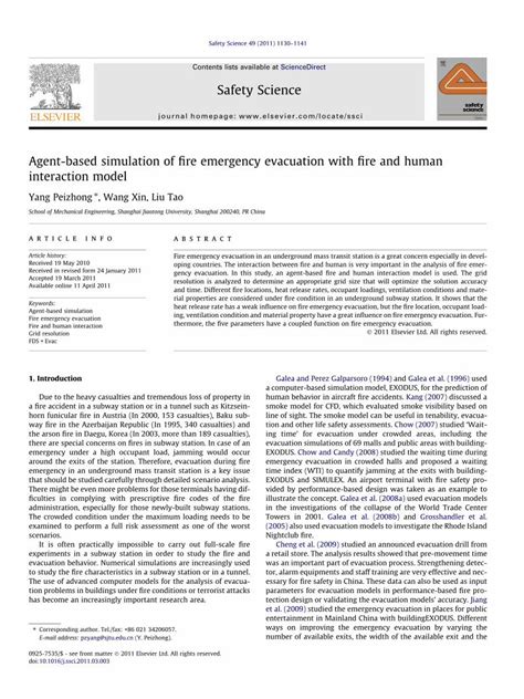 Pdf Retracted Agent Based Simulation Of Fire Emergency Evacuation With Fire And Human