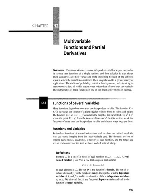 Multivariable Functions And Partial Derivatives Pdf
