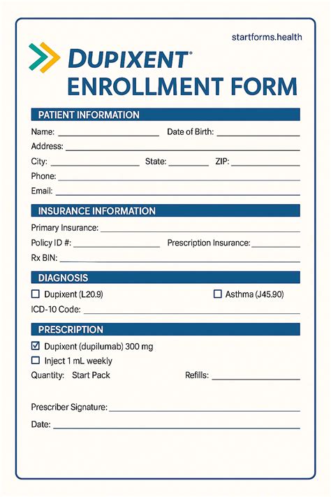 Dupixent Enrollment Form Download Pdf For Myway Patient Program