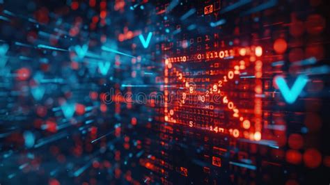 Binary Code Flowing Around A Red Email Icon Stock Illustration