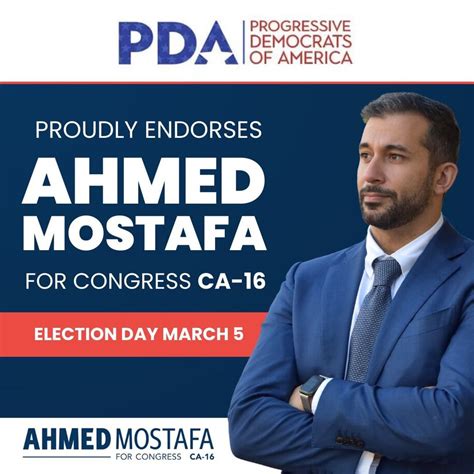 Pda Endorses Ahmed Mostafa For Congress In Ca 16