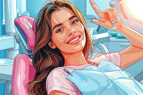 A Cute Russian Girl Sits In A Dental Chair Flashing A Thumbs Up And