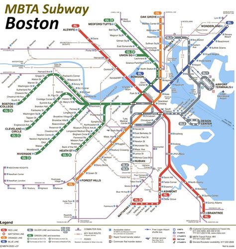 Mbta Subway Map Boston Massachusetts Boston T Maps Lines And