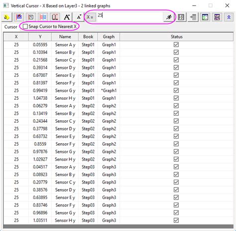 Help Online Tutorials Global Vertical Cursor