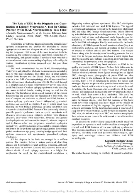 Pdf The Role Of Eeg In The Diagnosis And Classification Of Epilepsy