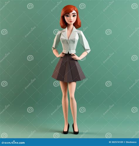 Minimalist 3d Character Doll In Mid Century Illustration Style Stock