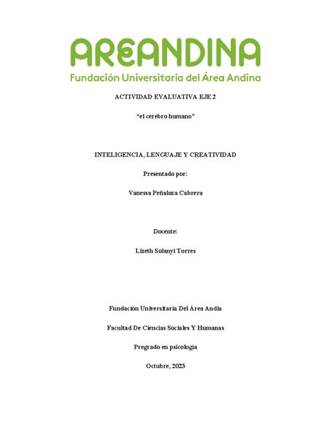 Actividad Evaluativa Eje 2 Inteligencia Lenguaje Creativida Actividad Evaluativa Eje 2 El