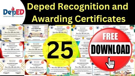 Recognition And Awarding Certificates Free Editable Deped