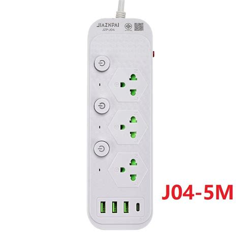 ปลั๊กไฟ ปลั๊กพ่วงusb รางปลั๊กไฟ สายไฟยาว 3m 5m มี3 6ช่อง 2usb 1typec กำลังไฟ2300w วัสดุทนไฟ750