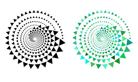 하프톤 삼각형은 원 형태로 되어 있습니다 둥근 로고 또는 아이콘 벡터 는 디자인 요소로 점선 그림을 점선 0명에 대한 스톡 벡터