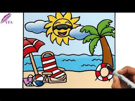 How To Draw A Summer Season Scenery Easy 🌞 Simple Nature Drawing For