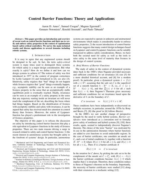 Pdf Control Barrier Functions Theory And Applications Control Barrier Functions Theory And