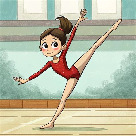 A Drawing Of A Girl Doing A Kick Kick On A Mat Premium Ai Generated Image