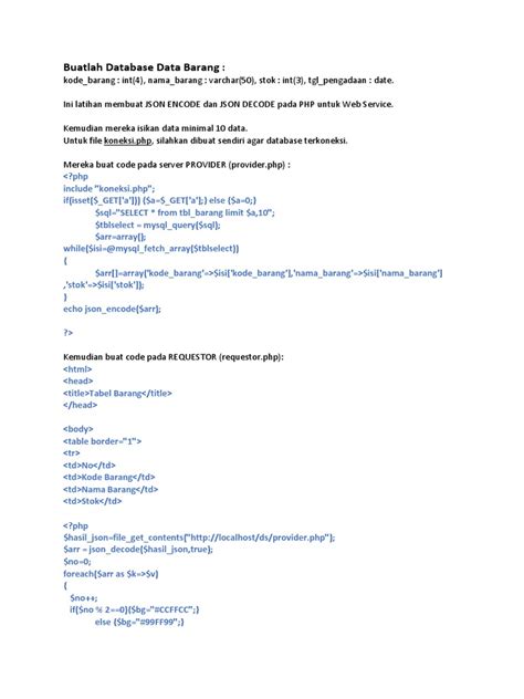 Latihan Json Pada Php Pdf