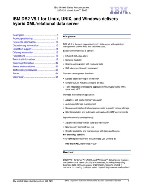 Ibm Db2 Udb V91 For Linux Unix And Windows Announcement Letter Jun