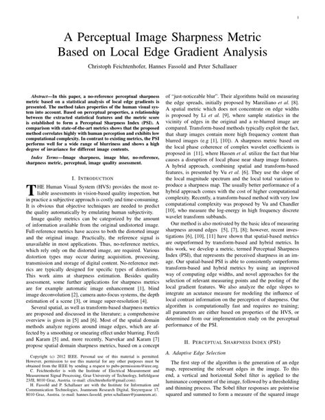 Pdf A Perceptual Image Sharpness Metric Based On Local Edge Gradient Analysis