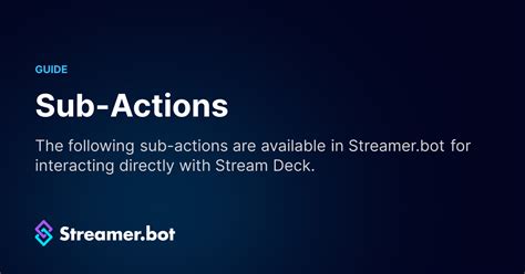sub actions stream deck for streamer bot