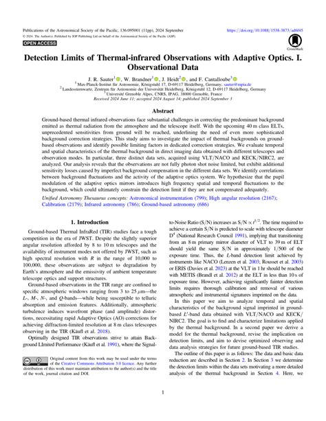 Pdf Detection Limits Of Thermal Infrared Observations With Adaptive Optics I Observational Data
