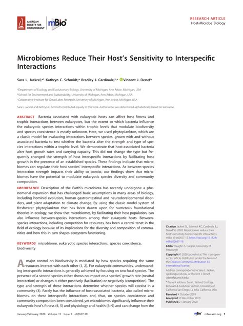 pdf microbiomes reduce their host s sensitivity to interspecific