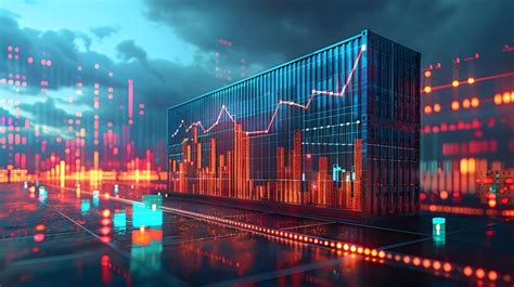 Photo Realistic Shipping Container And Budget Allocation Chart Double Exposure With Copy Space