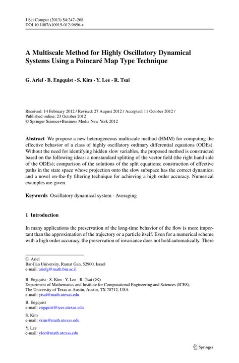 Pdf A Multiscale Method For Highly Oscillatory Dynamical Systems Using A Poincaré Map Type