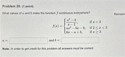 Solved Problem 20 1 ﻿pointwhat Values Of A And B ﻿make