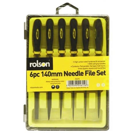 Rolson 6pc 140mm Needle File Set Rubber Grip 24615 Sprayster