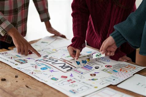 Close Up Ux Developer And Ui Designer Brainstorming Interface Wireframe Designcreative Digital