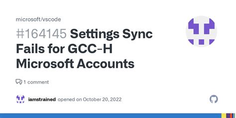 Settings Sync Fails For GCC H Microsoft Accounts Issue Microsoft Vscode GitHub