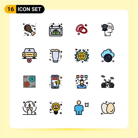 Set Of 16 Vector Flat Color Filled Lines On Grid For Add Protection Ring Personal Love Editable