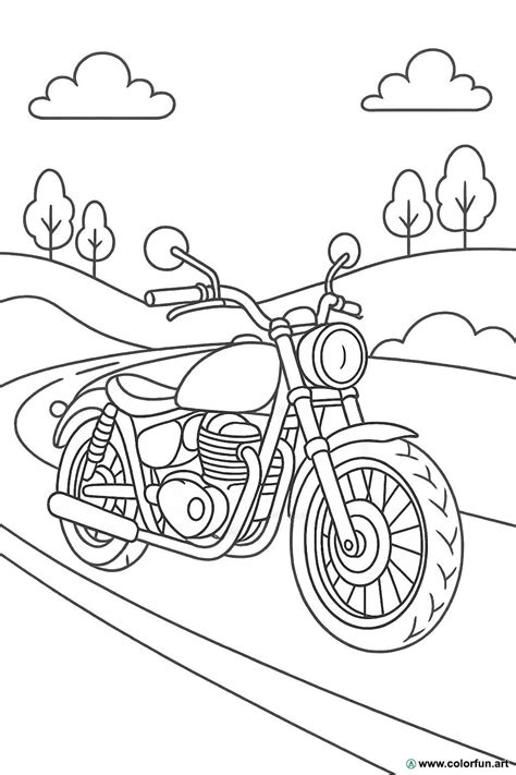 Ausmalbild Von Einem Motorrad Auf Der Straße Kostenloser Download Oder