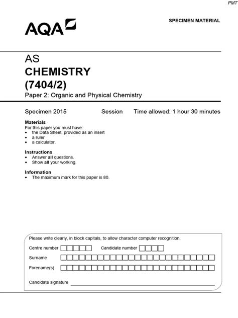Specimen Qp Paper 2 Aqa Chemistry As Level Pdf Ethanol Fermentation