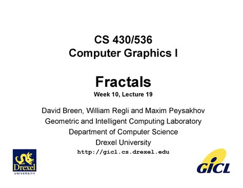 lecture slides on fractals computer graphics cs 430 docsity