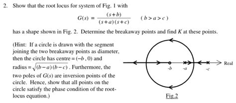 Solved 2 Show That The Root Locus For System Of Fig 1 With