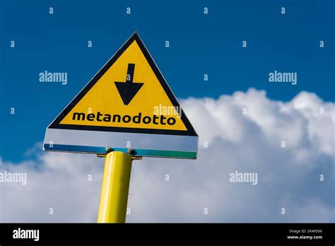 Sign Indicating The Presence Of Underground Methane Pipeline In Italy Metanodotto Gas Pipeline