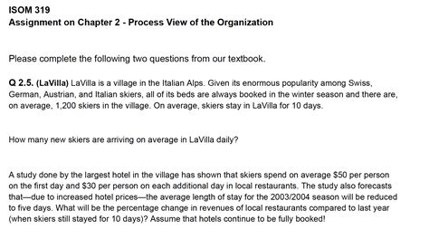 Solved ISOM 319 Assignment On Chapter 2 Process View Of Chegg Com