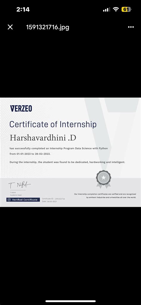 harsha vardhini on linkedin internship datascience python