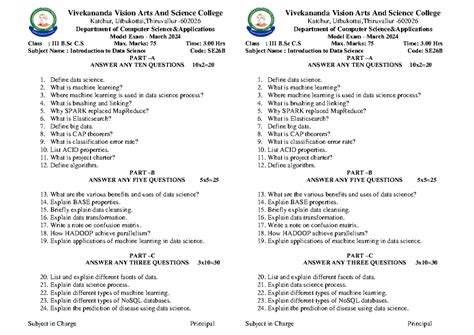 Model Introduction To Data Science Vivekananda Vision Arts And Science College Katchur Studocu