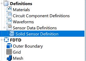 Solid Sensor Definition XFdtd Remcom Support