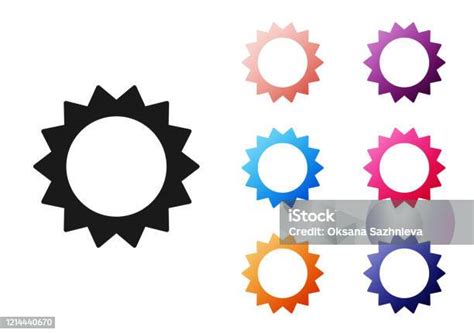 흰색 배경에 격리 된 검은 태양 아이콘입니다 여름 기호입니다 좋은 화창한 날입니다 다채로운 아이콘을 설정합니다 벡터 일러스트레이션 0명에 대한 스톡 벡터 아트 및 기타