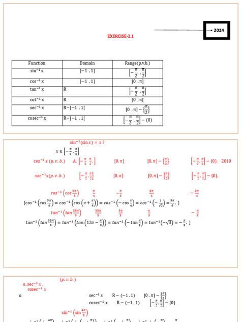 Inverse Trigonometric Functions Pdf Trigonometric Functions