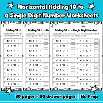 Horizon Adding 10 To A Single Digit Number For K 2nd Grade No Prep