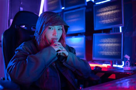 hack program concept professional woman hacker using keyboard send coding bad data and error