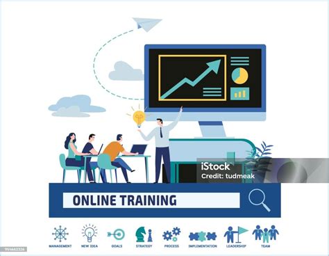 온라인 교육 코스 벡터 일러스트 레이 션 비즈니스 교육 개념을 학습 하는 거리입니다 인터넷 공부도 서 자습서입니다 기술 개발 웹 모바일 배너에 대 한 평면 만화 캐릭터