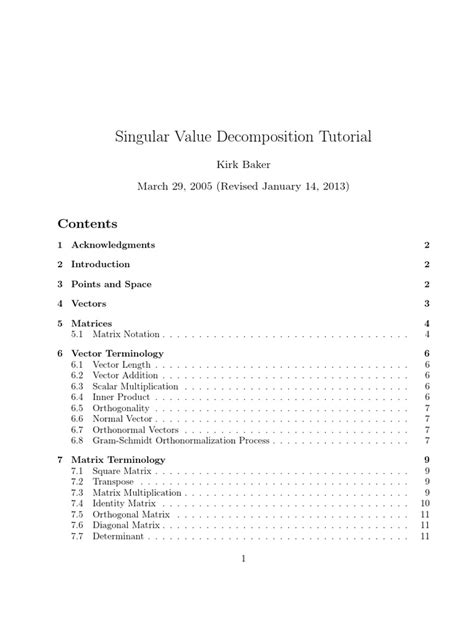 Singular Value Decomposition Tutorial Pdf Eigenvalues And Eigenvectors Matrix Mathematics